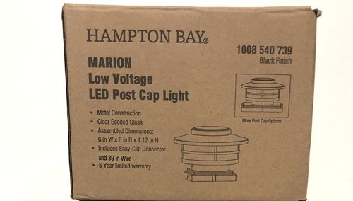 Hampton Bay Marion Black Low Voltage LED Outdoor Post Cap Light | eBay