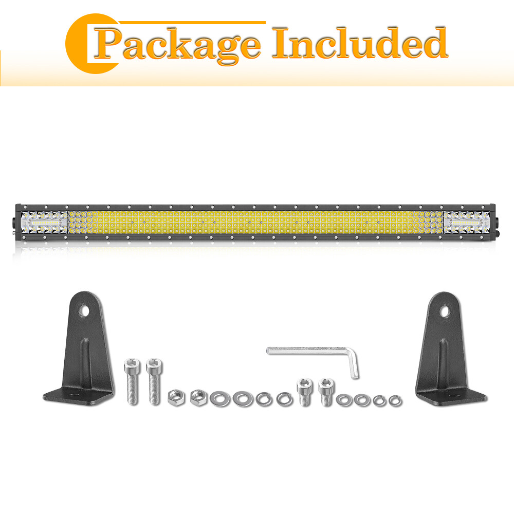 53Inch Curved LED Light Bar Quad Tri-Row Spot Flood Offroad Driving ...