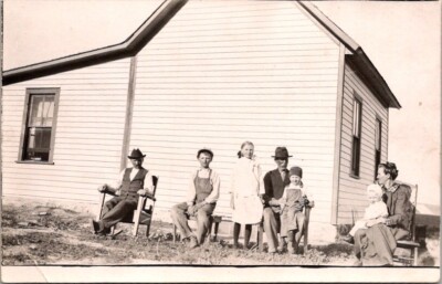 RPPC Postcard View of an Extended Family Sitting Outside of Home 12379 ...