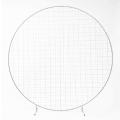 2M White Round Hoop Mesh Backdrop Flower Balloon Display Stand Frame ...