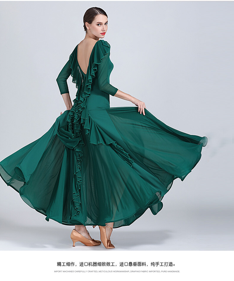 Women 3/4 Sleeve Modern Dance Dress National Standard Dance Training ...