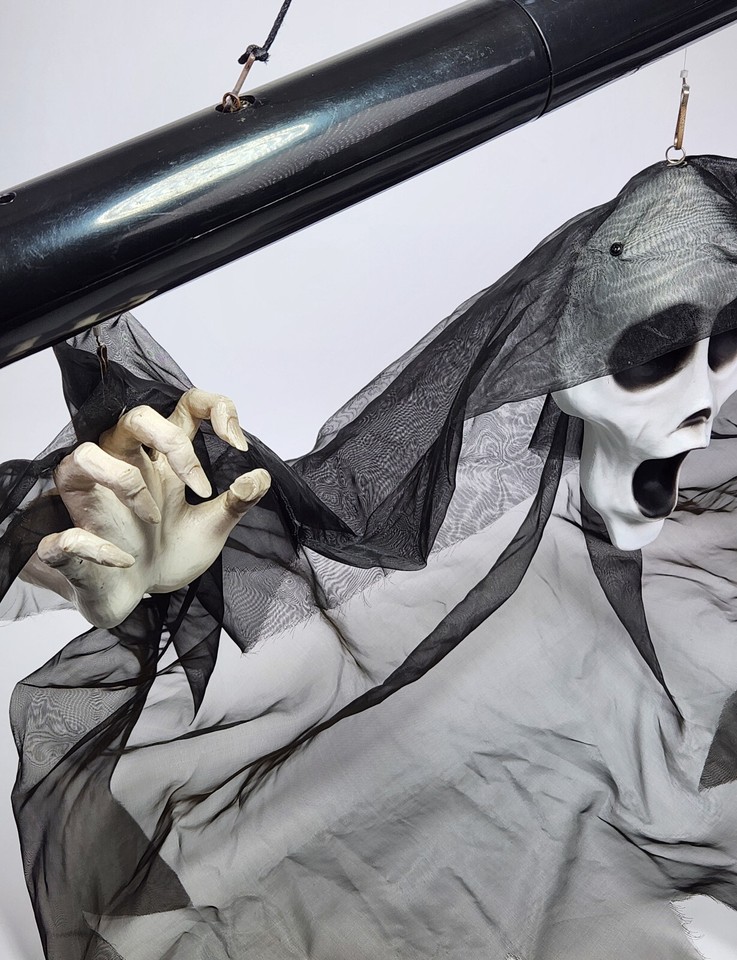 Gemmy Animated Floating Grim Reaper 2004 Ghost Scream Face Halloween ...