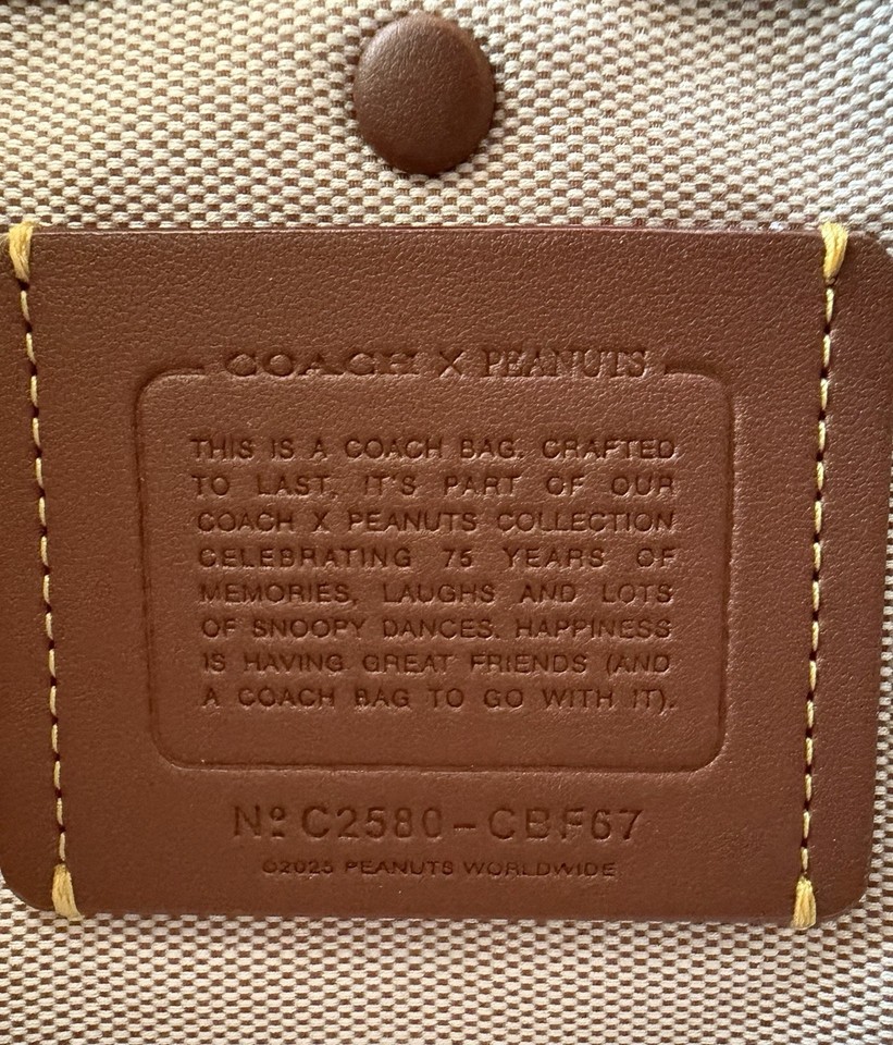 COACH x PEANUTS LIMITED EDITION HAZELNUT NEWSPRINT SNOOPY ROGUE CBF67 ...