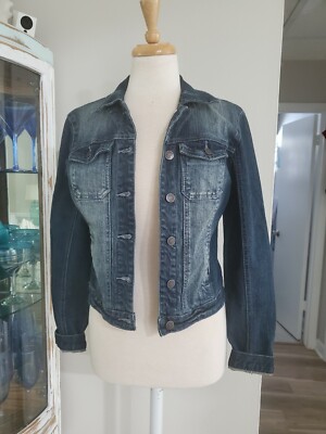 American Rag Jean Jacket Medium M Denim Distressed Fashion Biker Jacket ...