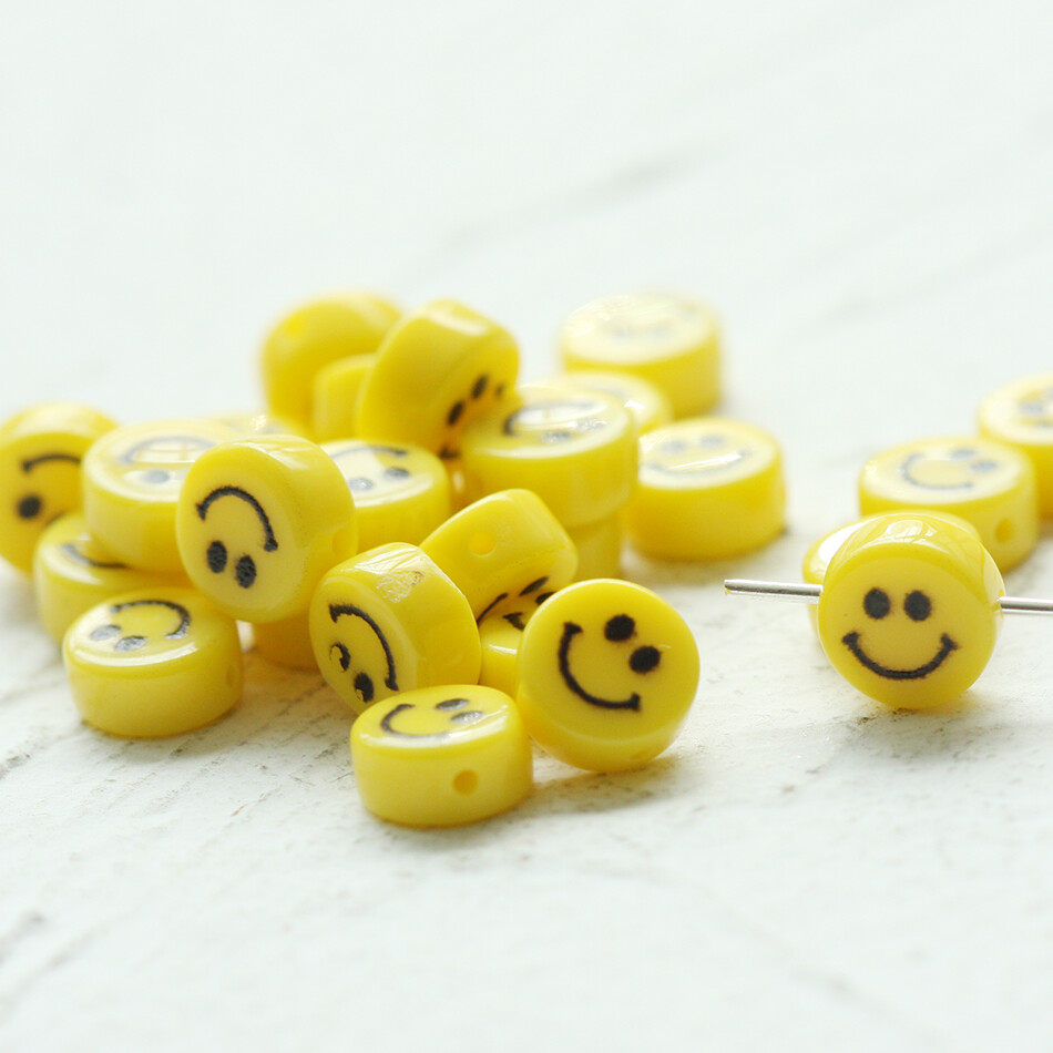 Yellow Resin Smile Face Spacer (4499C) | eBay