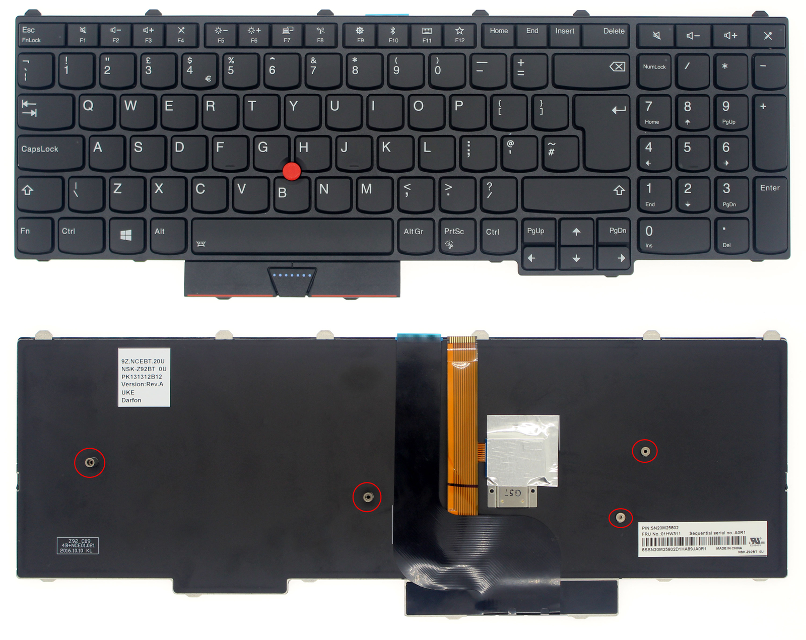 Black Backlit UK Keyboard Black Frame For Lenovo ThinkPad P51 P71 P50 ...