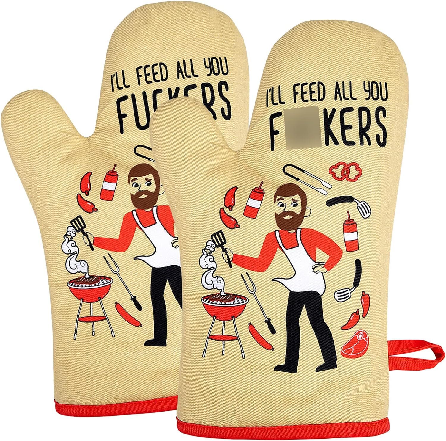 Miracu Funny Oven Mitts, Gifts for Chefs, Cooking BBQ Mitt - Unique ...