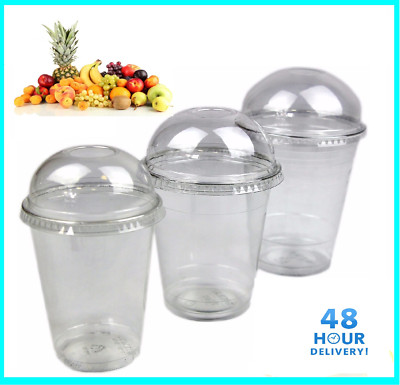 Smoothie Milkshake Cups Lids 10oz 12oz 15oz Clear Plastic Domed ...
