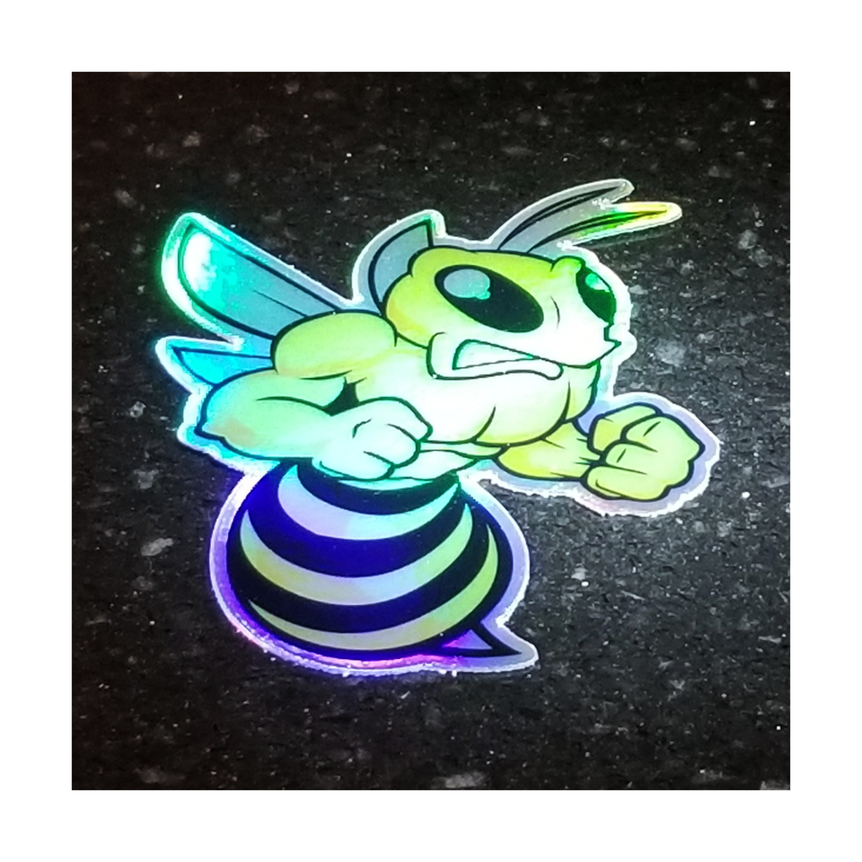 Angry Bee Sticker Holographic Sticker Hologram Decal Hornet Yellow ...