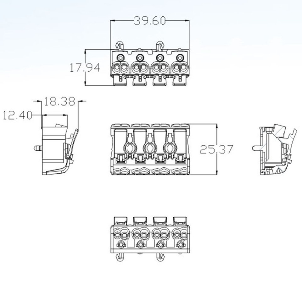 4 PIN SCREWLESS JUNCTION BOX 2A-24A/240V TERMINAL BLOCK INLINE WIRE ...