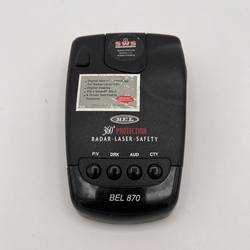 Bel-Tronics Bel 870 Radar Detector Laser Safety No Suction Cups No ...
