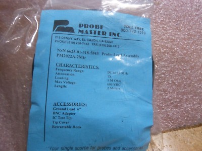 PROBE MASTER PROBE-LEAD ASSEMBLY PART # PM2022A-2MTR NSN: 6625-01-318 ...