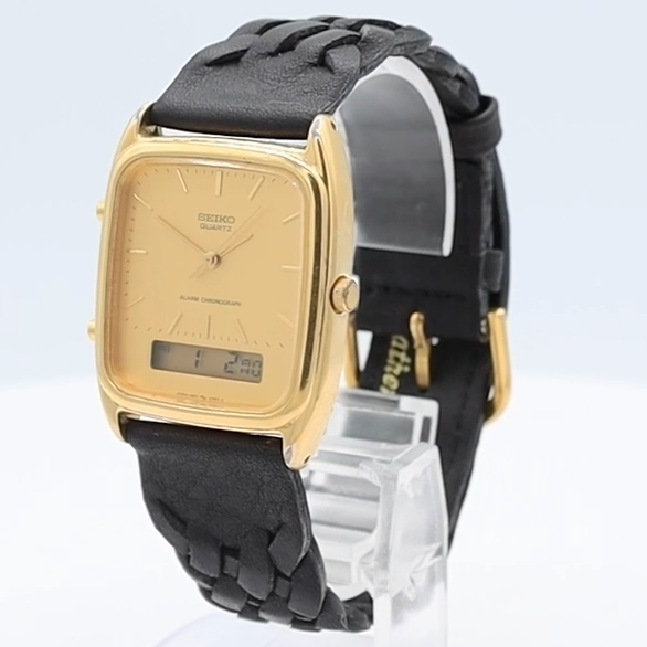 Vintage Seiko H601-5430 Ana-Digi Men's Quartz LCD Wristwatch Japan Gold ...
