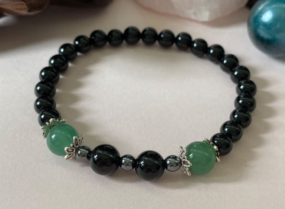 Positive Energy Bracelet w/ Black Tourmaline, Hematite and Green ...
