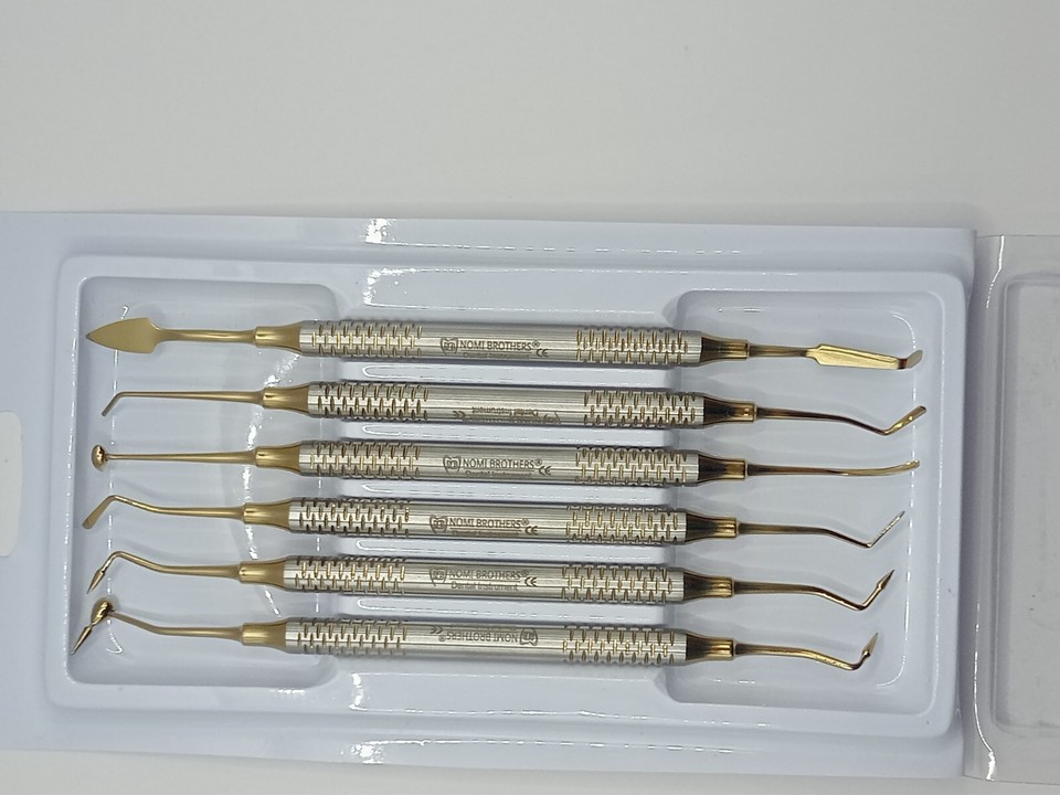 6 Pcs Dental Composite Filling Instrument Gold Coated Restorative Kit ...
