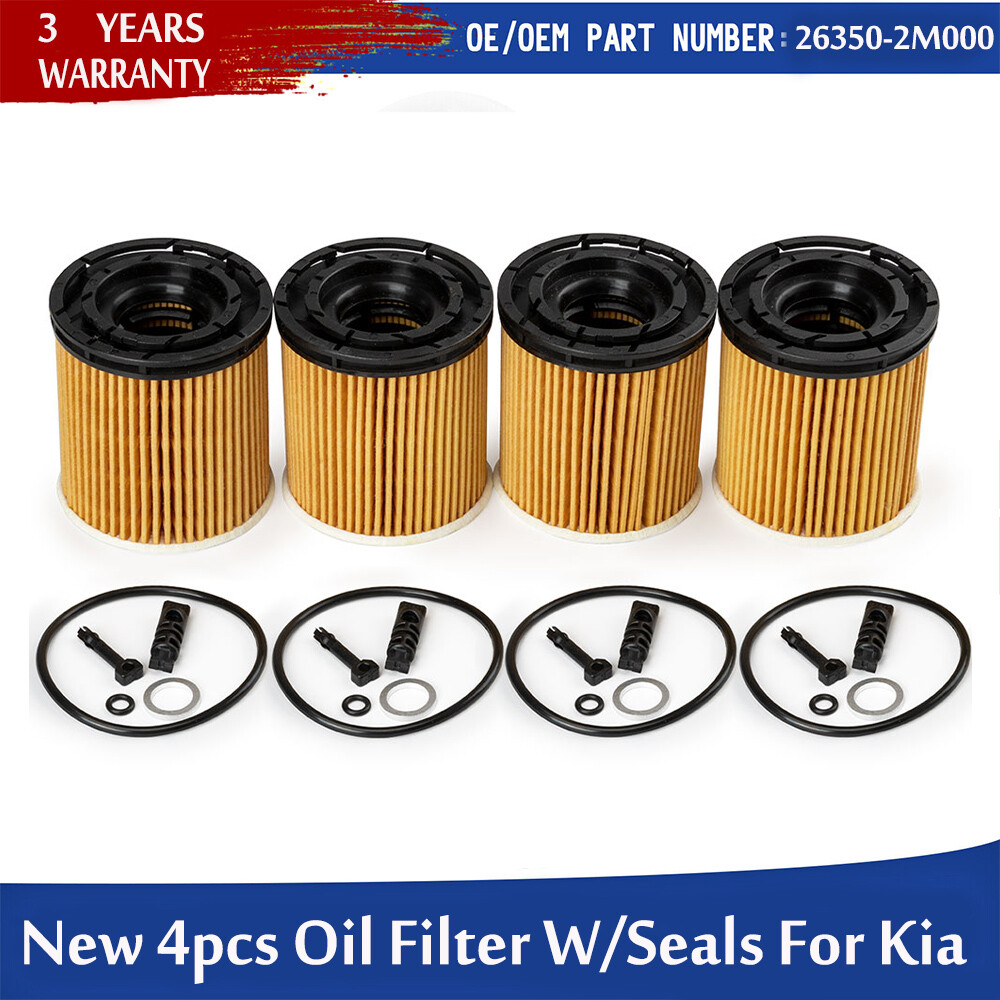 Set Of 4 Oil Filter W/Seals 26350-2M000 for Kia Rio 1.6L Engine 2019 ...