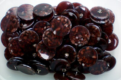 Large 20mm 30mm 34mm Rich Reddy Brown Mosaic Shank Buttons (Q130A Q130B ...