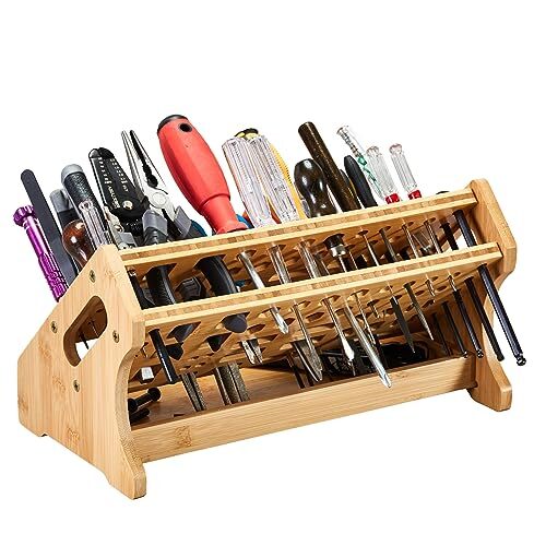 Bamboo Screwdriver Organizer Rack Tools Desktop Hand Tool Stand And ...