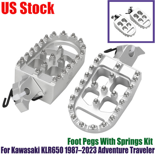 Billet Aluminum Race Foot Pegs W/ Spring For 87-25 Kawasaki KLR650 ADV ...