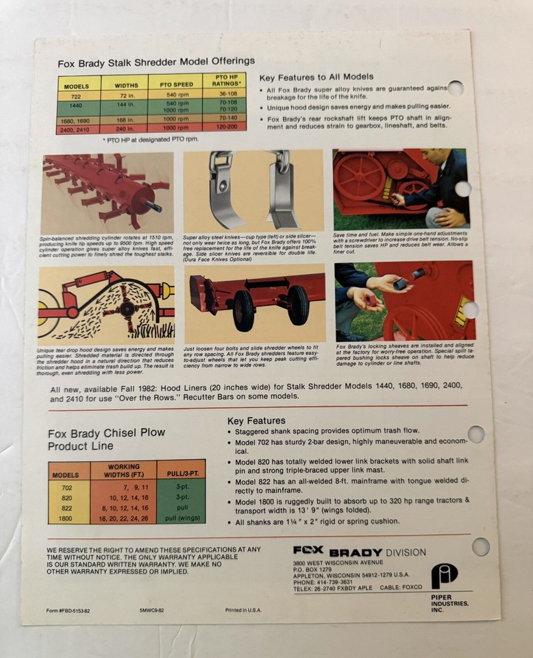 Vintage 1983 Farm Equipment Dealer Brochure Fox Brady Hitch All | eBay