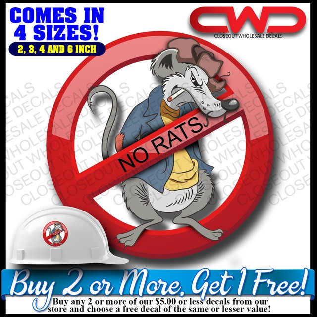 No Rats Hard hat Decal Sticker King of Trades Phone 10341 | eBay