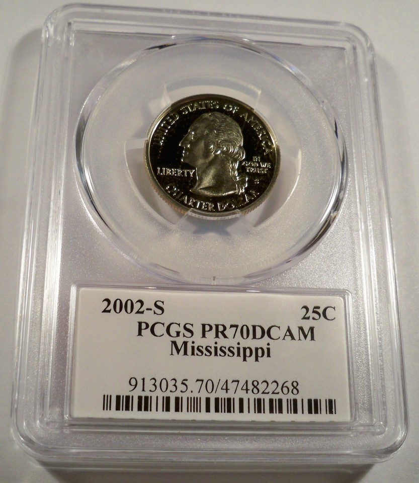 2002-S 25c CLAD PCGS PR70DCAM MISSISSIPPI QUARTER PROOF DEEP CAMEO PR ...