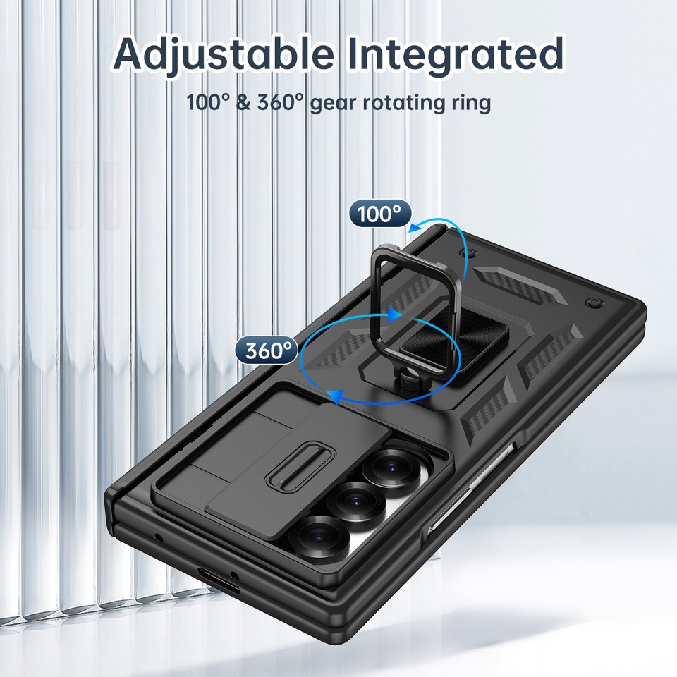 Samsung Galaxy Z Fold 7 Sharp Armor Protective Case with Sliding Window ...
