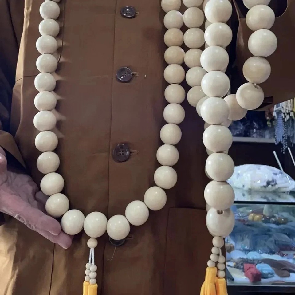 30mm 54 Shaolin Temple Buddha Monk Blessing Mala White Beads Meditation ...