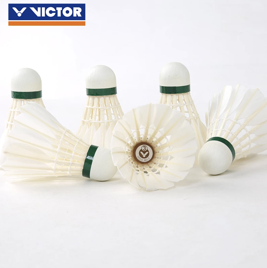 Victor Badminton Shuttlecock 12Pcs Gold No.3 for Training Feather speed ...