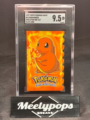 Charmander 1999 Topps Pokemon Movie Evolution Die-Cut Blue Logo #4 SGC ...