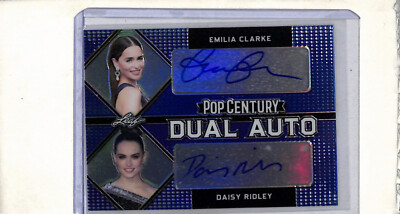 EMILIA CLARKE DAISY RIDLEY 2021 LEAF POP CENTURY BLUE DUAL AUTOGRAPH 1/ ...