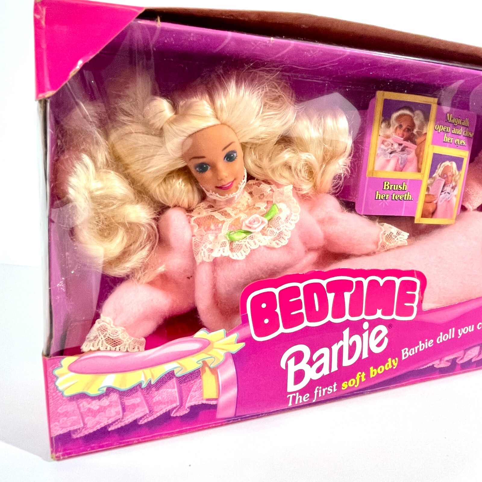 90s Bedtime Barbie 11079 Mattel NIB Soft Body Barbie doll you can sleep ...