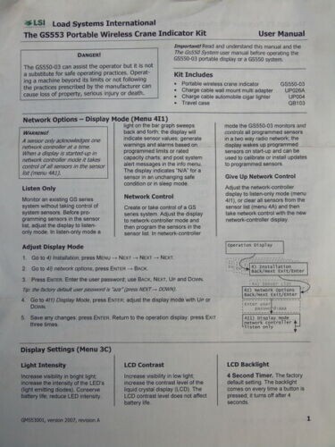 LOAD SYSTEMS LSI GS550 03 WIRELESS HEAVY LIFT CRANE LOAD TONNE ...