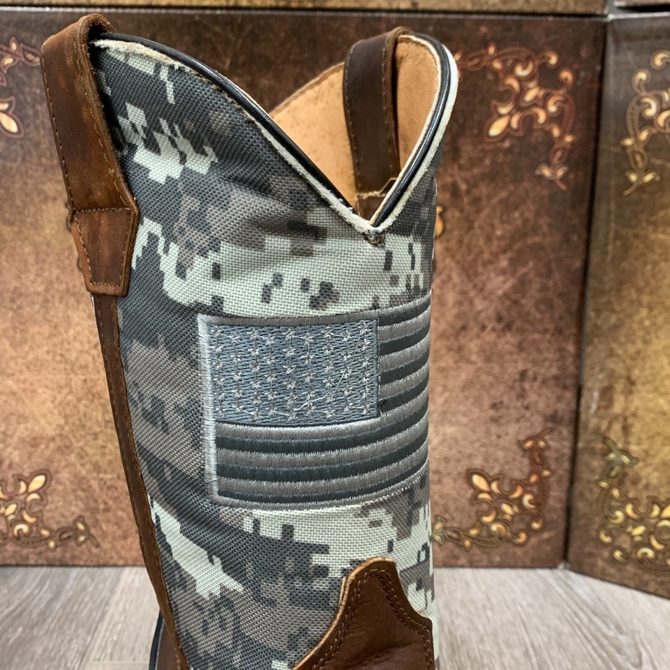 MEN'S SQUARE STEEL TOE WORK BOOTS GENUINE SOFT LEATHER COWBOY PULL ON ...