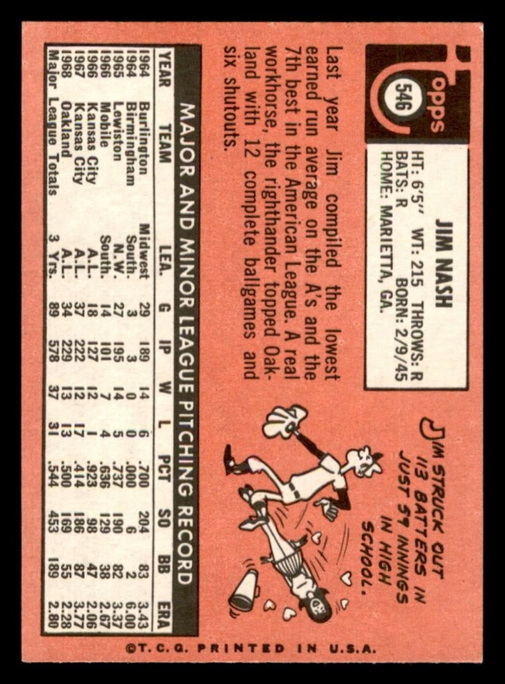 1969 Topps Baseball #546 Jim Nash NM | eBay