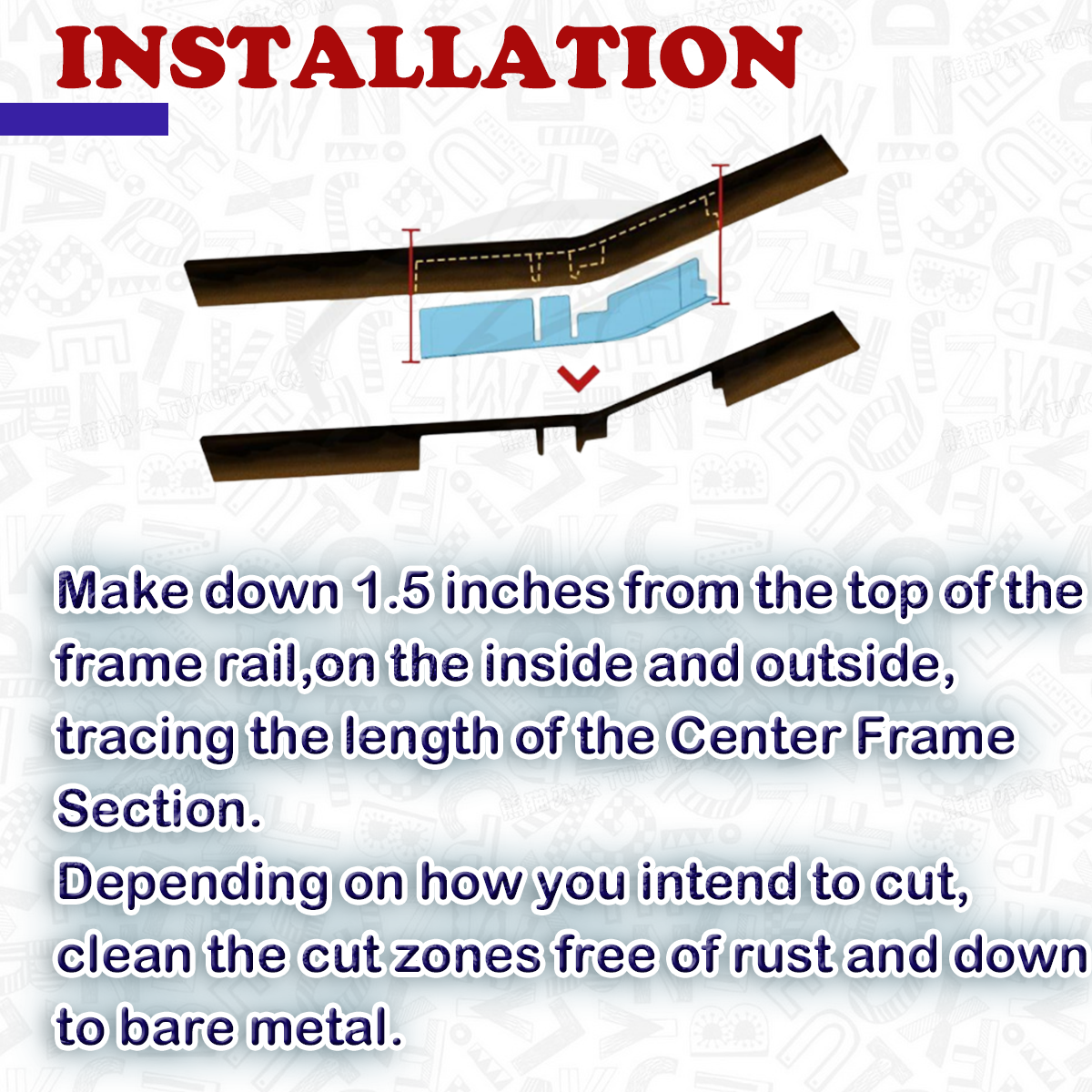 Mid Frame Rail Rust Repair Kit For 2004-2008 Ford F150 Super Crew Cab ...