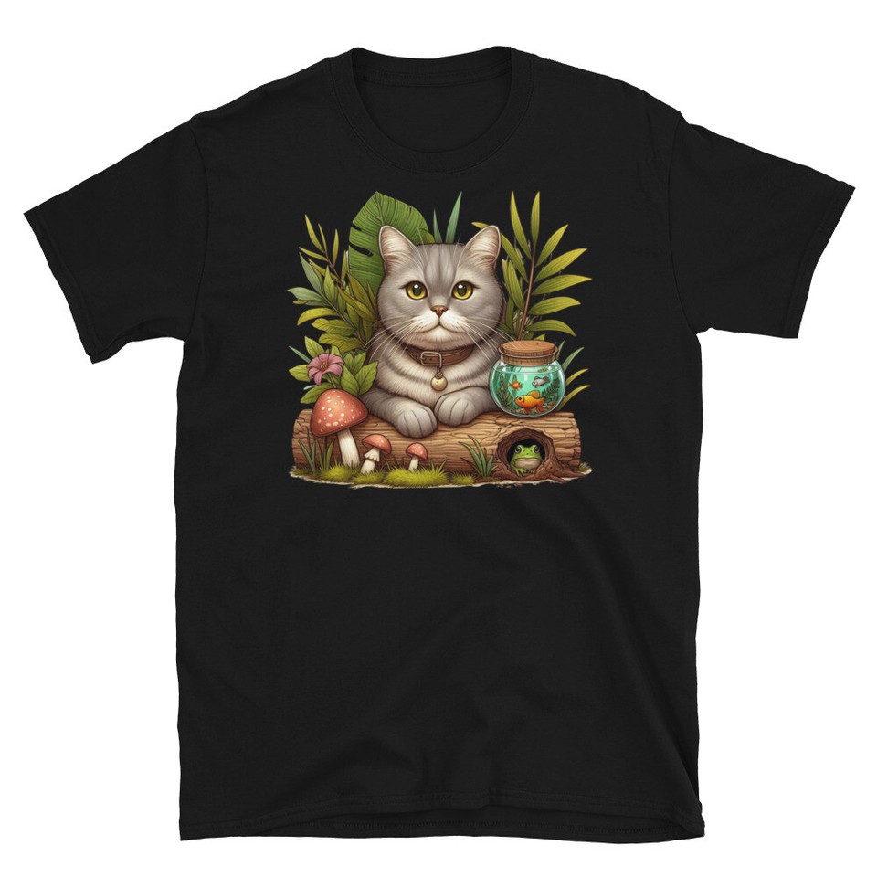 Nature-Inspired Mushroom T-Shirt, Cat, Frog, Fish Forest Tee | eBay