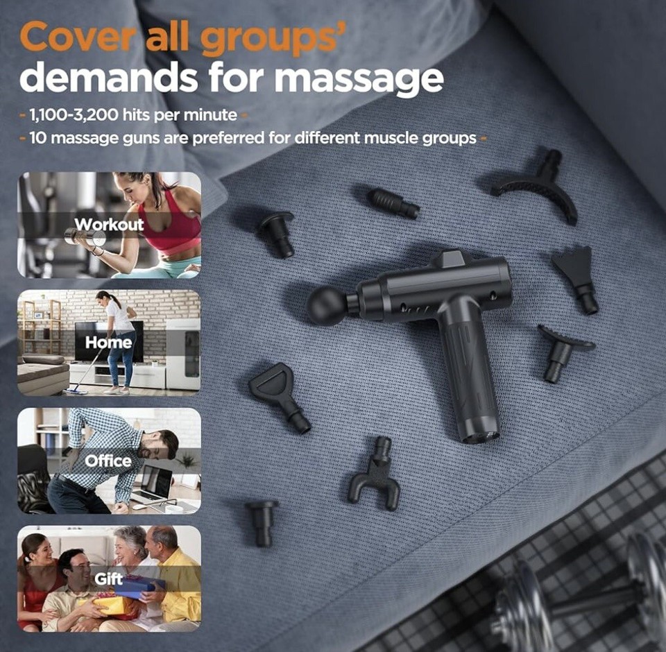Massage Gun Deep Tissue, Portable Muscle Massage Device with 10 Massage ...