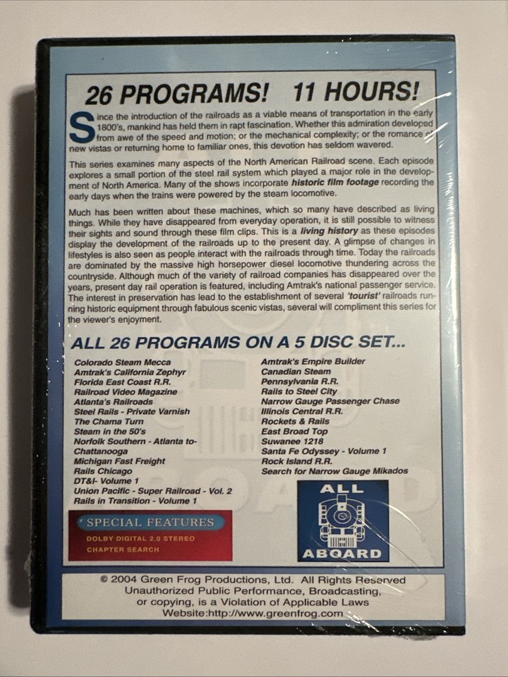 All Aboard DVD - NEW - 11 Hours - 26 Programs - Railroad Trains ...
