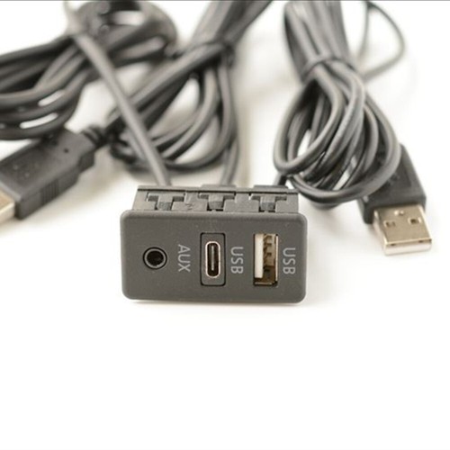 Car Dash Mount AUX Type-C USB Port Socket Panel USB Extension Adapter ...