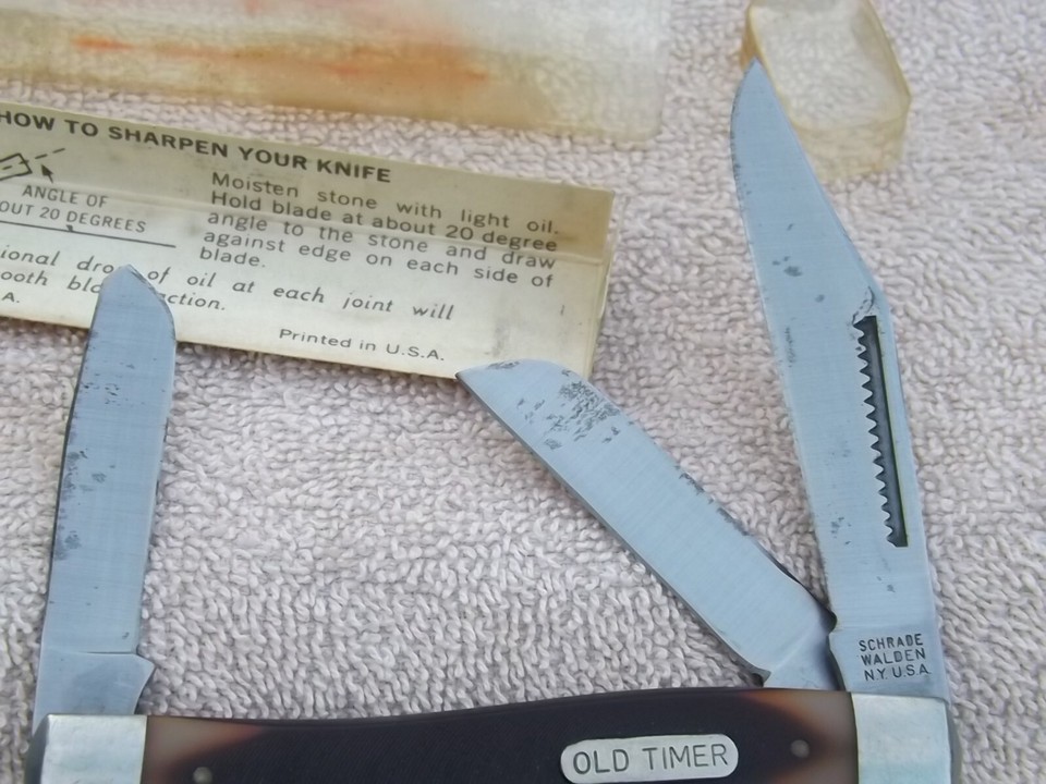 Schrade Walden NY USA Senior Stockman Knife 8OT Sawcut Delrin Old Timer ...