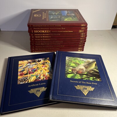 Ultimate Bass Fishing Library 13 Books Lot Lake Cabin Bookshelf Man ...