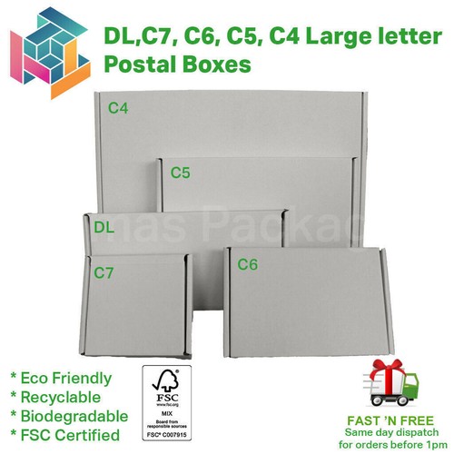 Royal Mail PIP Large Letter Boxes C4 C5 C6 C7 DL Postal Box FSC ...