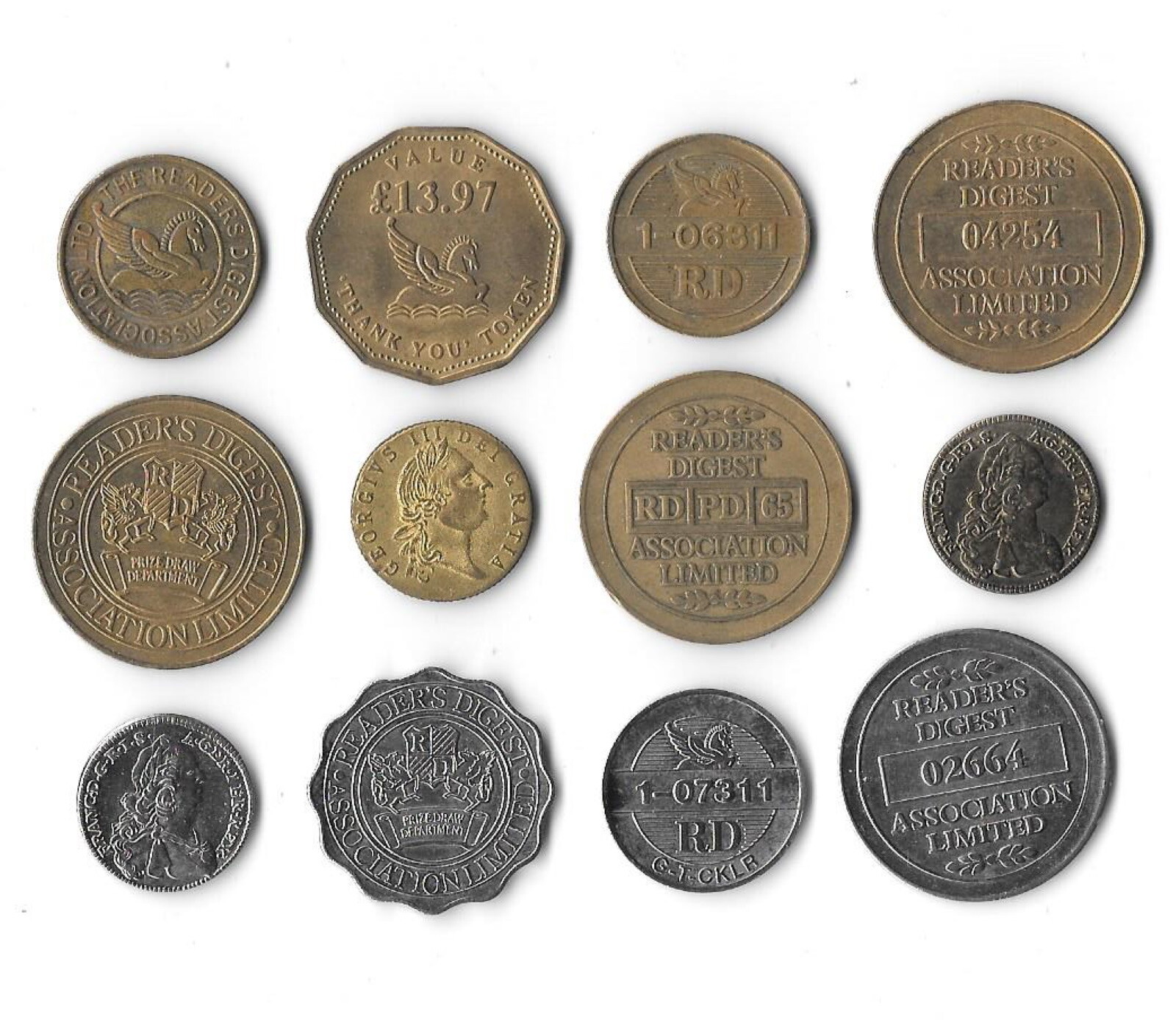 READER'S DIGEST Collection of 12 Different Tokens. B16 | eBay