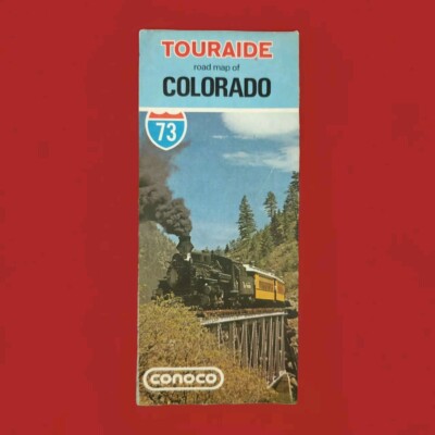 Colorado Touraide Road Map Vintage Travel Conoco 70s Train Image 1973 ...