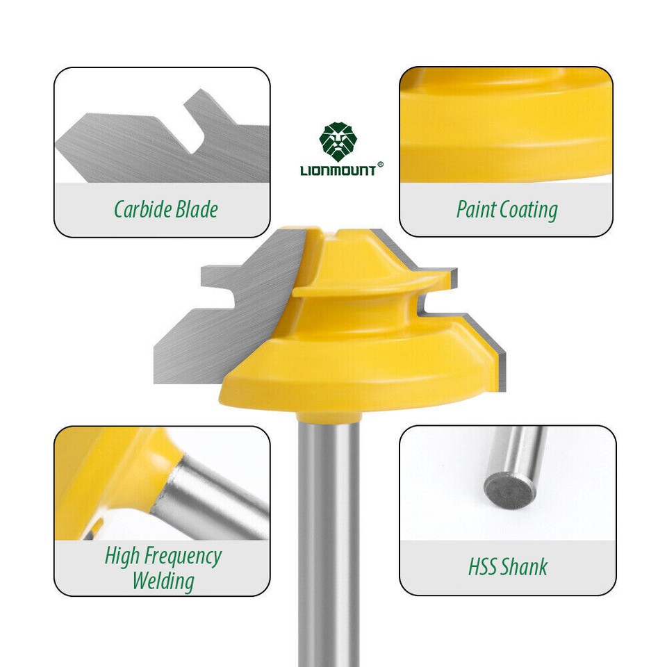 12mm 1/2 Shank Lock Miter Router Bit 45 Degree Woodworking Joint Glue ...
