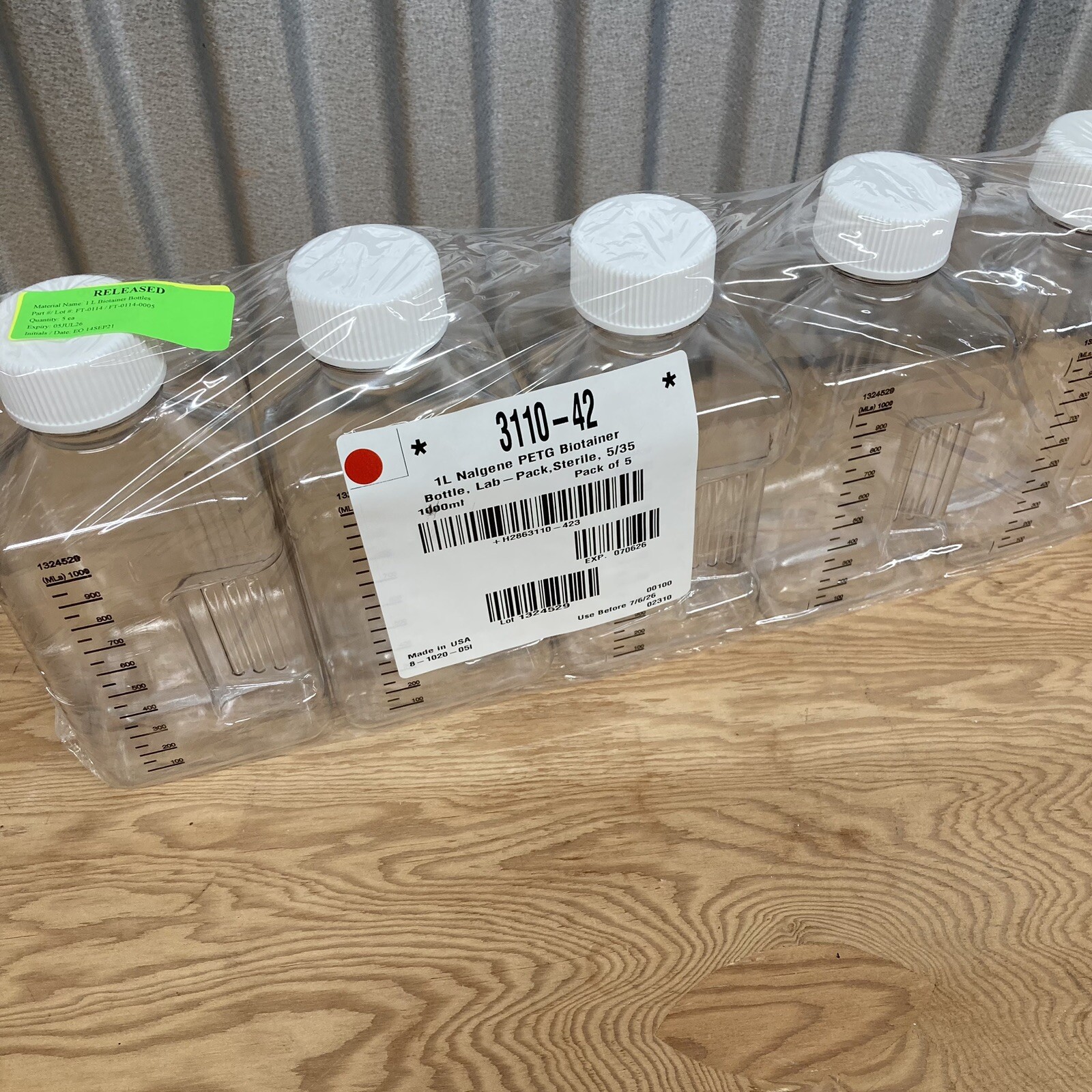 ThermoFisher 3110-42 1000ml 1L Nalgene PETG Biotainer Sterile Bottles ...