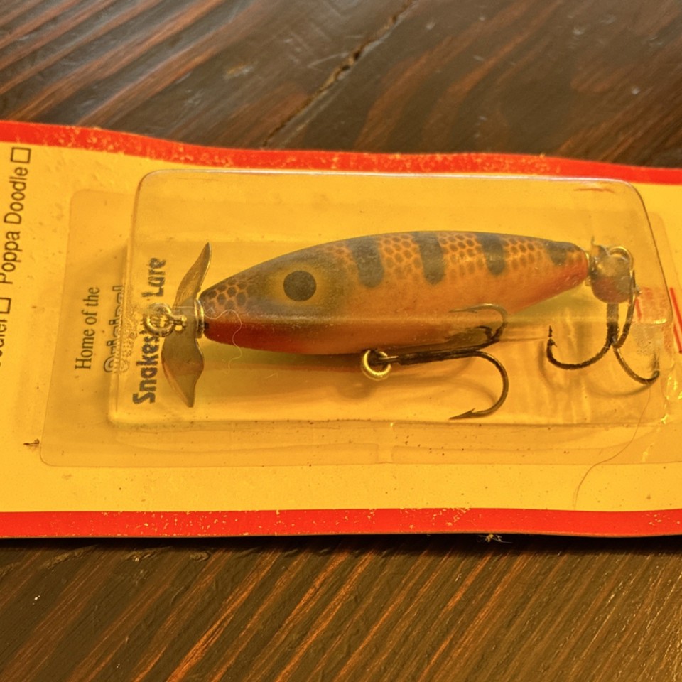 Vintage Gilmore Wooden Jumper Lure Snakeskin Pattern Brown & Black Fish ...