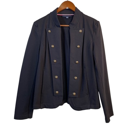 Tommy Hilfiger Womens Black Double Breasted Military Jacket Large | eBay