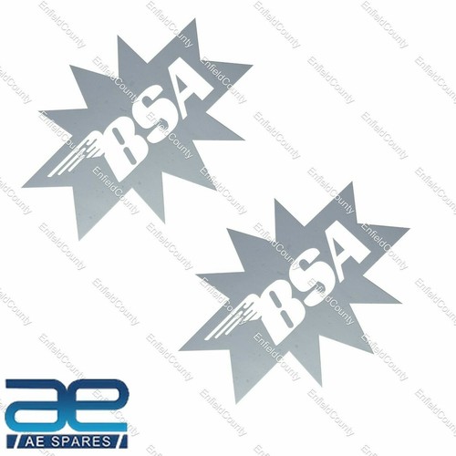For BSA Stickers Decal White 127mm x 103mm A65 A10 B44 B25 A75 BSA x 2 ...